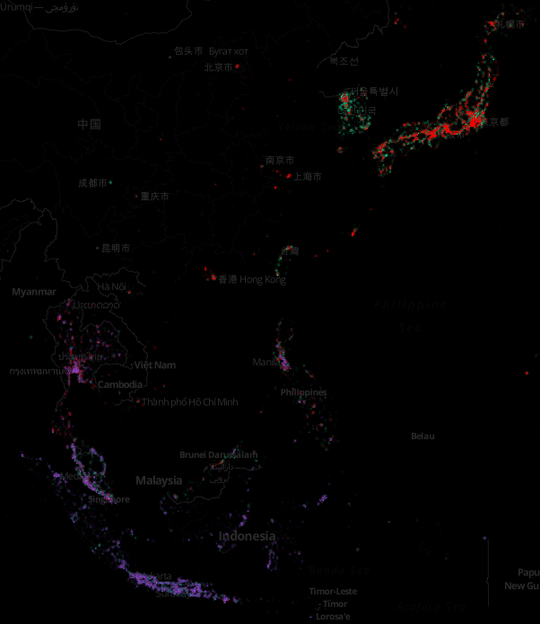 整合 2.8 億則訊息 Twitter 全球地圖，一窺手機用戶的發文習慣與位置 | T客邦