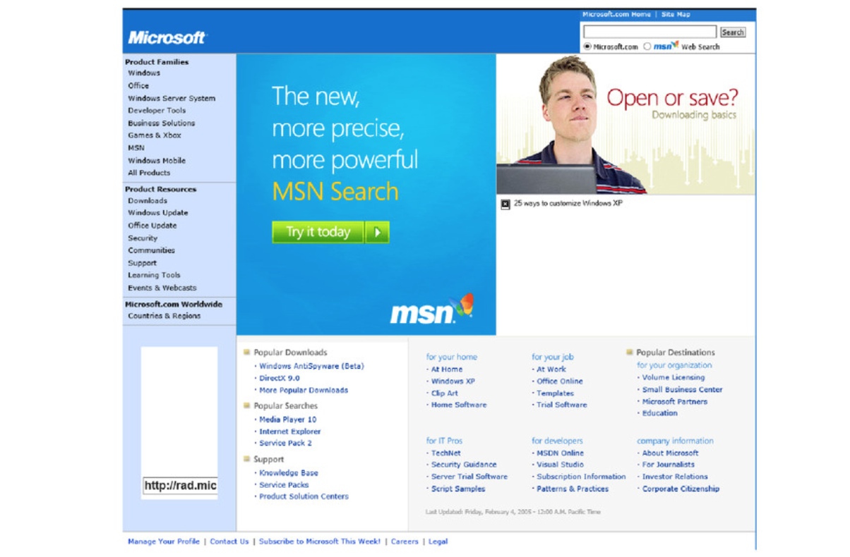 系統帝國的門面，微軟首頁 20 年的變遷 | T客邦
