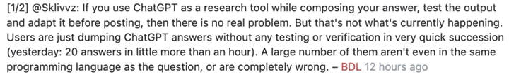 ChatGPT發表5天使用者破百萬，但遭到程式設計領域的問答網站Stack Overflow封禁 | T客邦