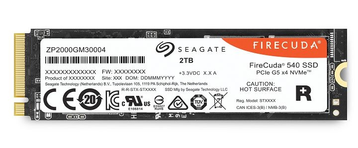 Seagate 推出 FireCuda 540 PCIe Gen5 NVMe SSD，讀取 / 寫入速度均達每秒 10,000 MB | T客邦